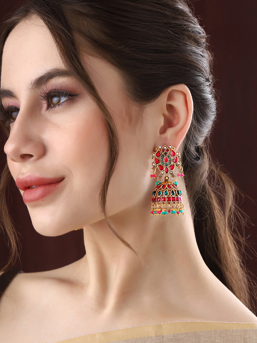 Priyaasi Temple Style Dangler Jhumkas