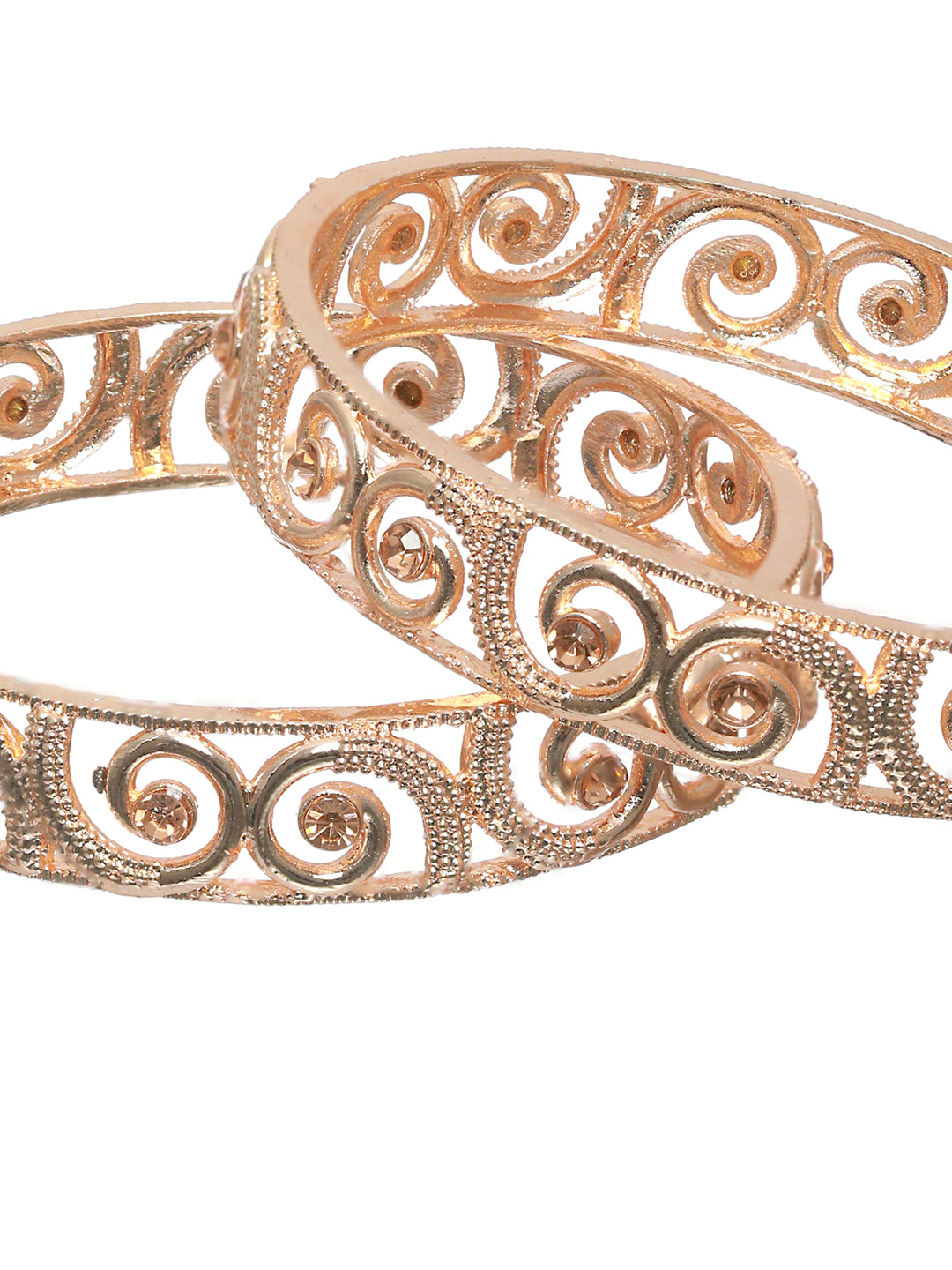 Priyaasi Embossed Rose Gold Plated Bangle Set of 2