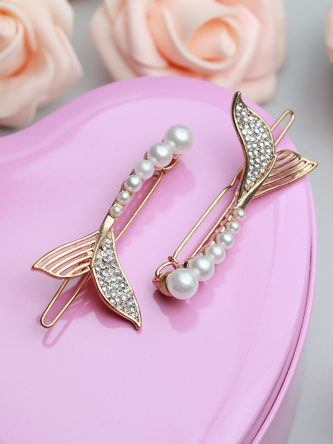 White Pearl Fish Tail Hair Pin Set – Priyaasi