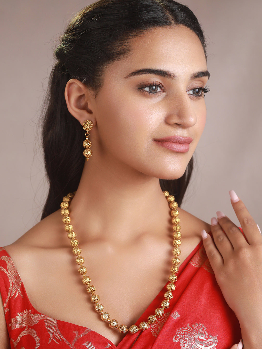 Priyaasi Pretty Spheres Floral Gold-Plated Jewellery Set