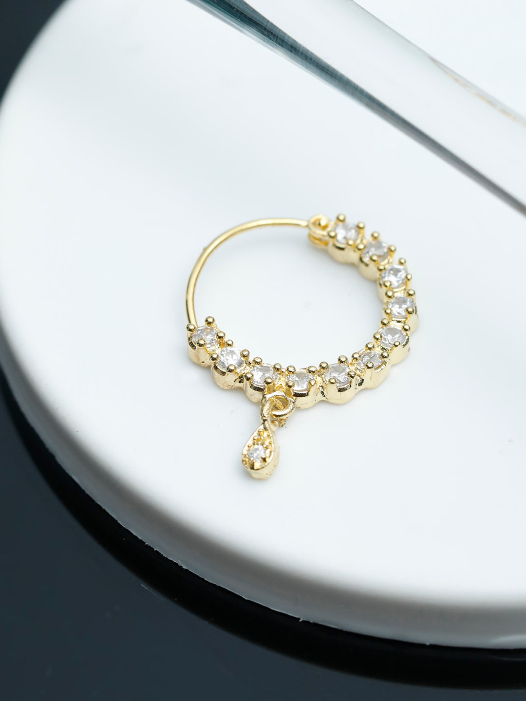 Gold Plated American Diamond Nath – Priyaasi