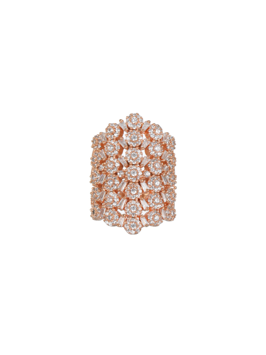 Priyaasi Statement Foral AD Rose Gold-Plated Ring